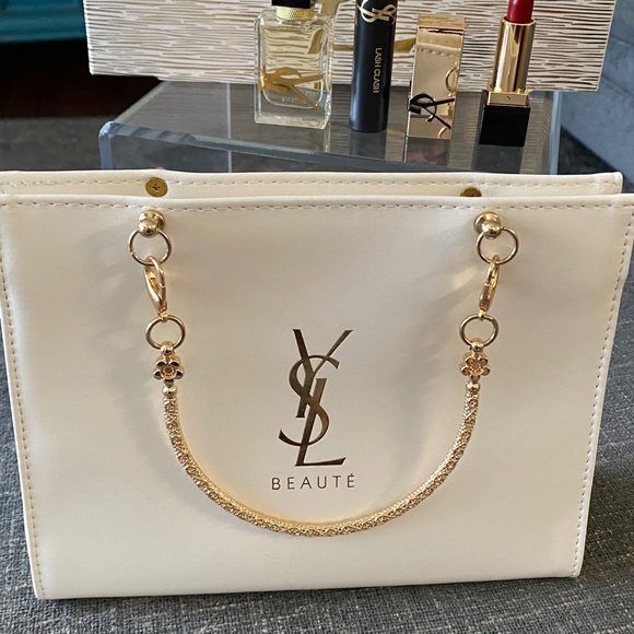 Yves Saint Laurent | Bags | Ysl Cream White Pouch Gift Set | Poshmark